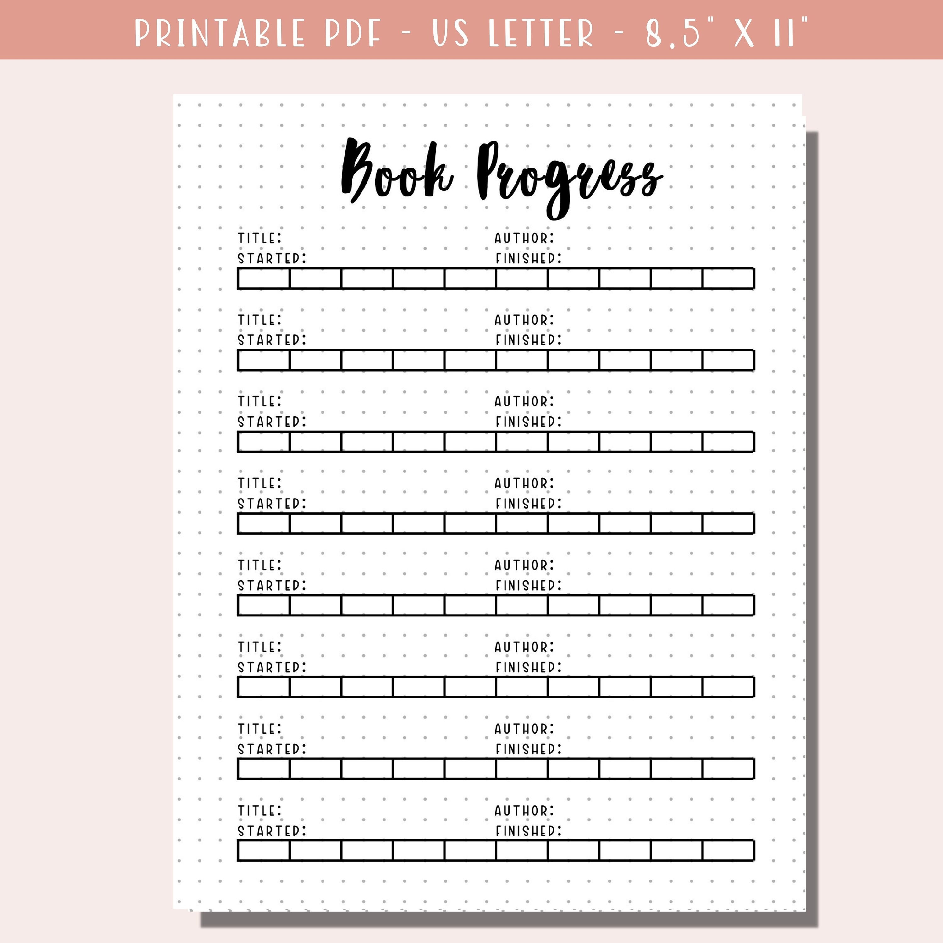 Book Progress Tracker Printable / Reading Tracker / Book Journal / Book ...