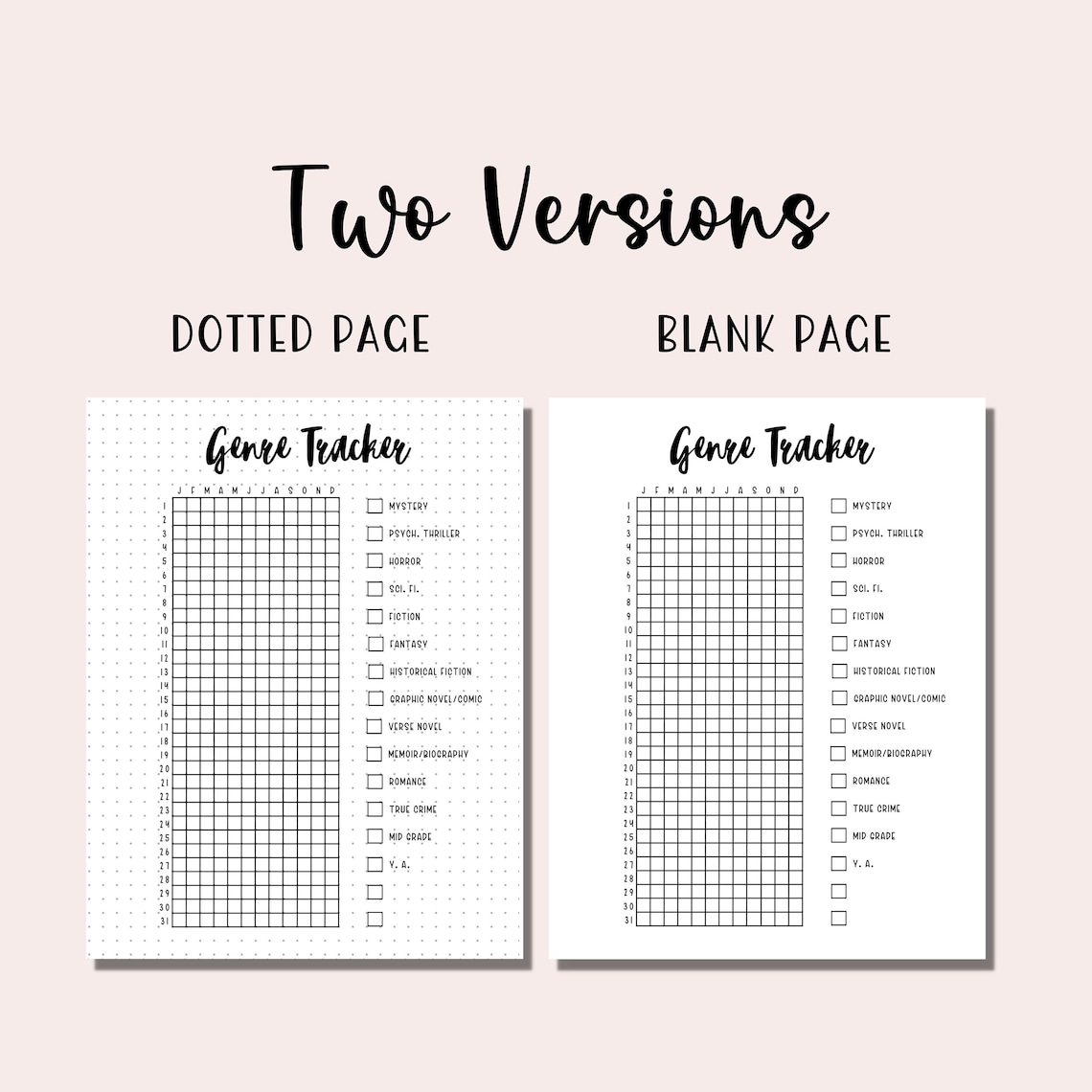 Yearly Genre Tracker Printable / Daily Reading Tracker / Book Tracker ...