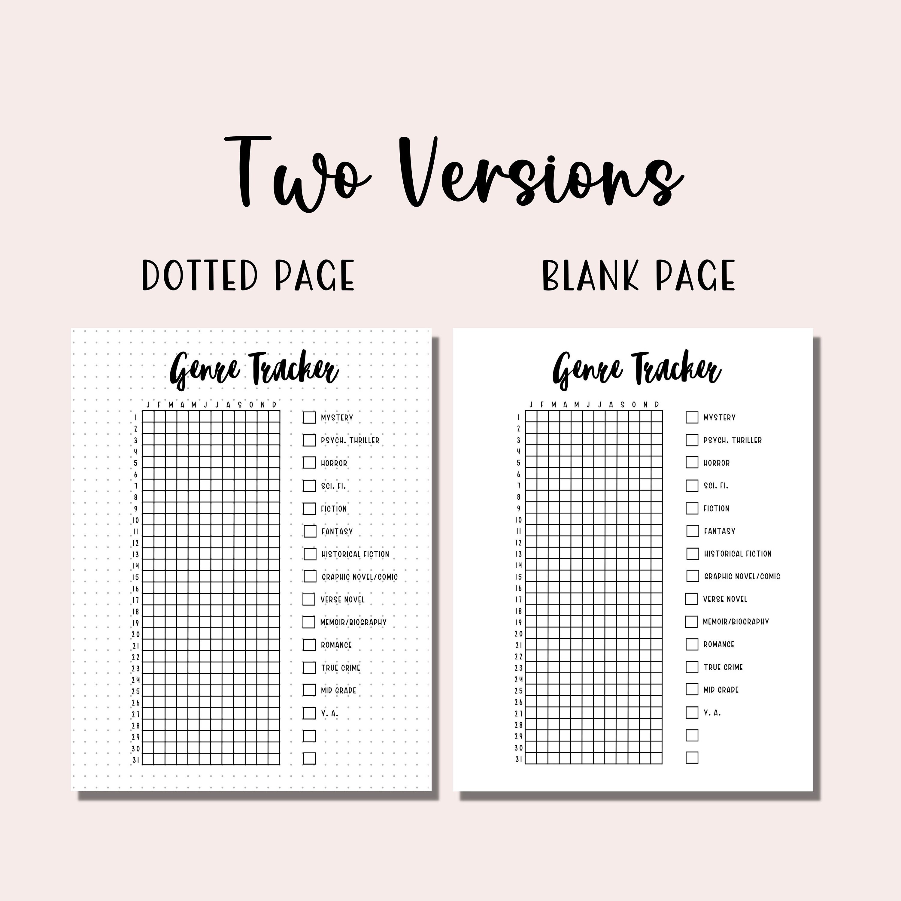 Yearly Genre Tracker Printable / Daily Reading Tracker / Book Tracker ...