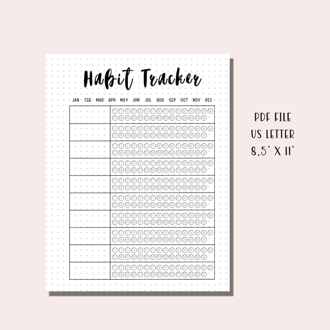 Monthly Habit Tracker Printable / Minimalist Daily Habit Tracker ...