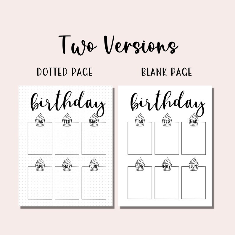 Birthday Tracker Bullet Journal Page / Birthday Spread A5 Journal ...