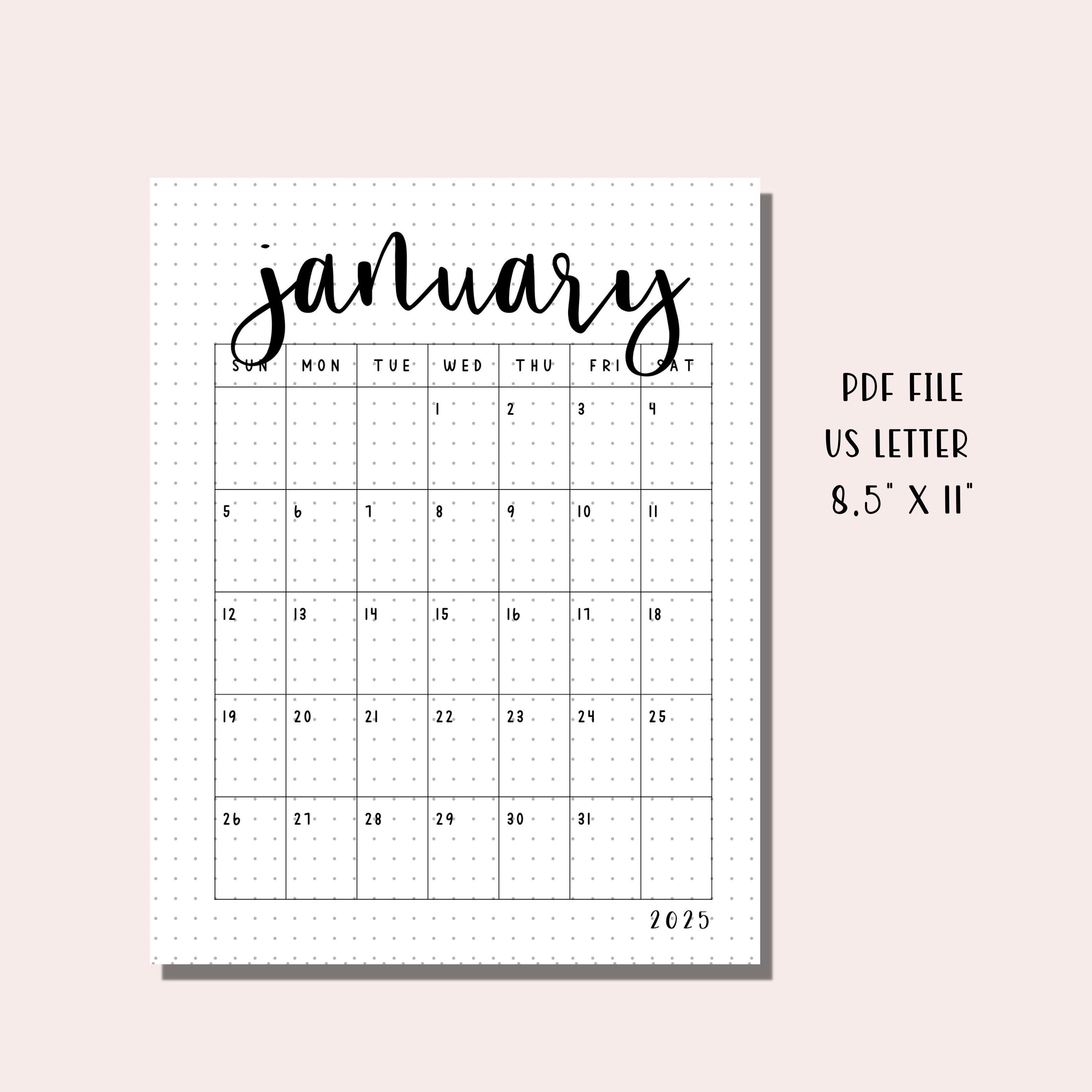 2025 Printable Calendar Template / Monday and Sunday Start Versions ...