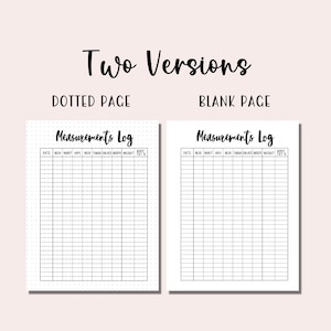 Body Measurements Log Printable/ Fitness Tracker Printable/fitness ...