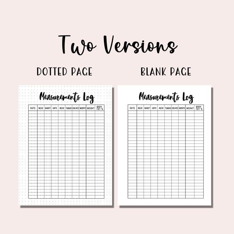 Body Measurements Log Printable/ Fitness Tracker Printable/fitness ...