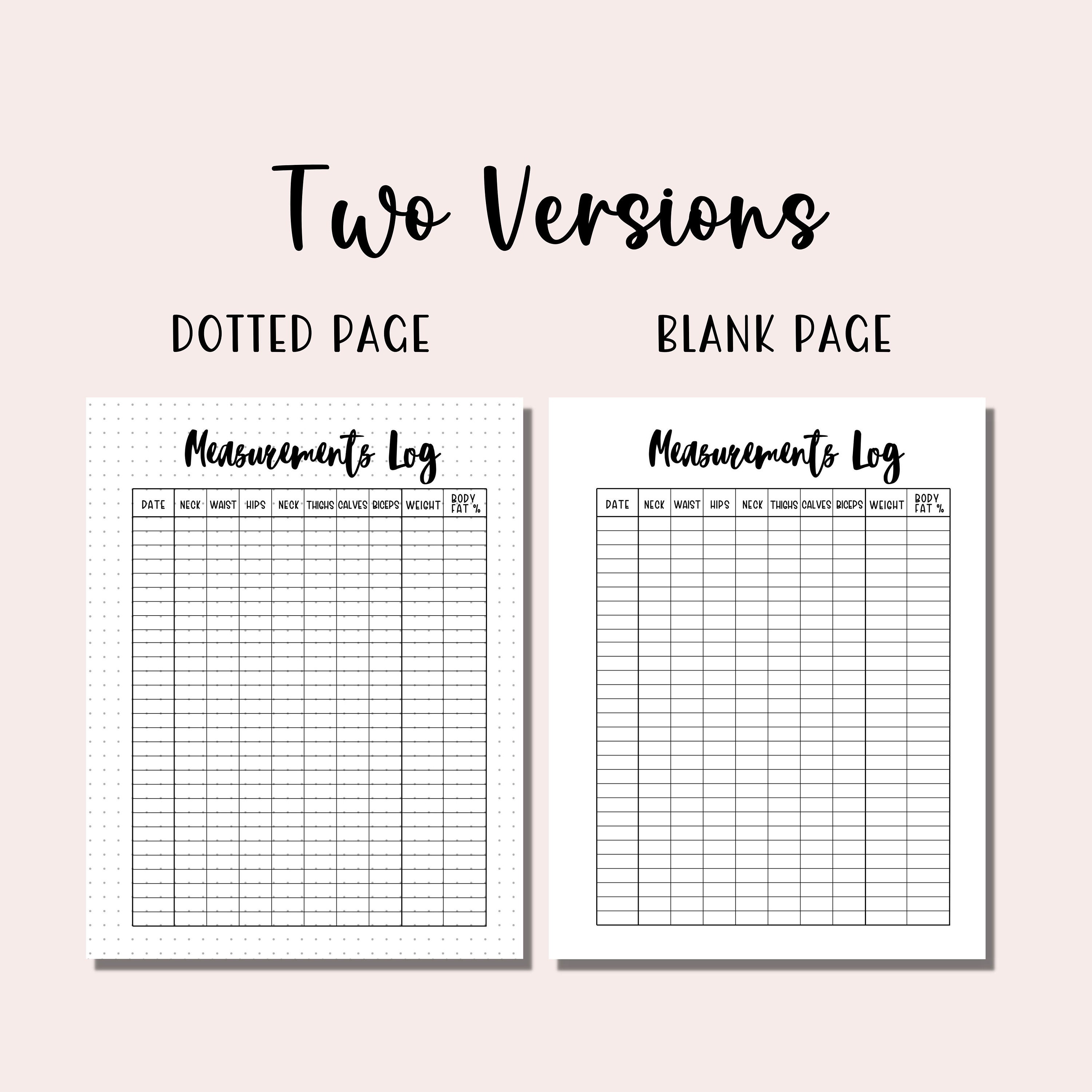 Body Measurements Log Printable/ Fitness Tracker Printable/fitness ...