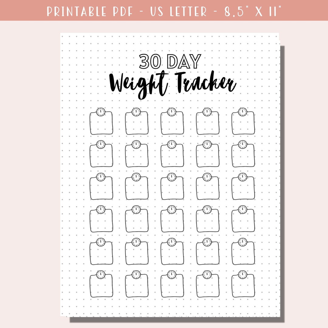 30 Day Weight Loss Tracker Printable / Goal Tracker / Pounds Lost ...