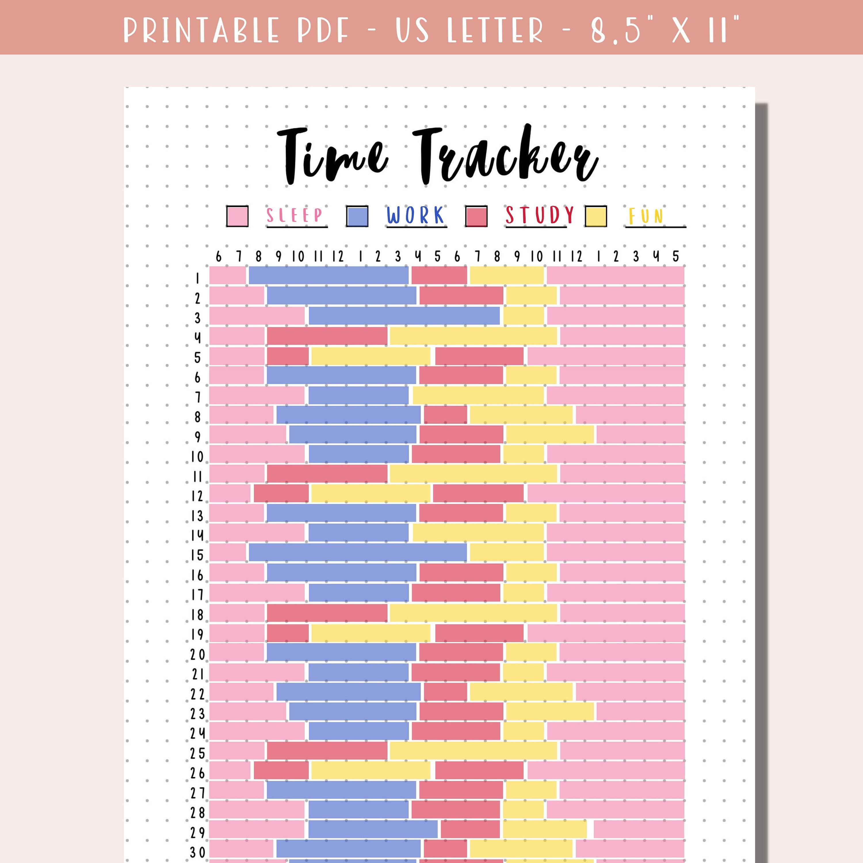 Time Tracker Printable / Time Log / Sleep Log/ Work & Study Tracker ...
