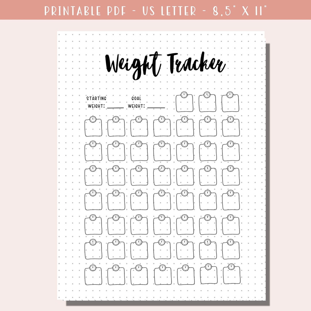 Weekly Weight Tracker Printable / 52 Week Weight Tracker / Goal Tracker ...