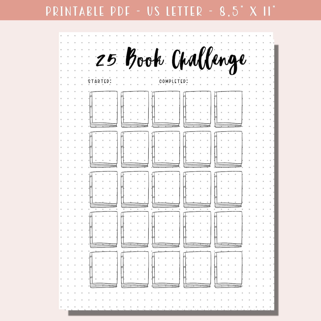 25 Book Challenge Printable / Reading Challenge Tracker / Book Tracker ...