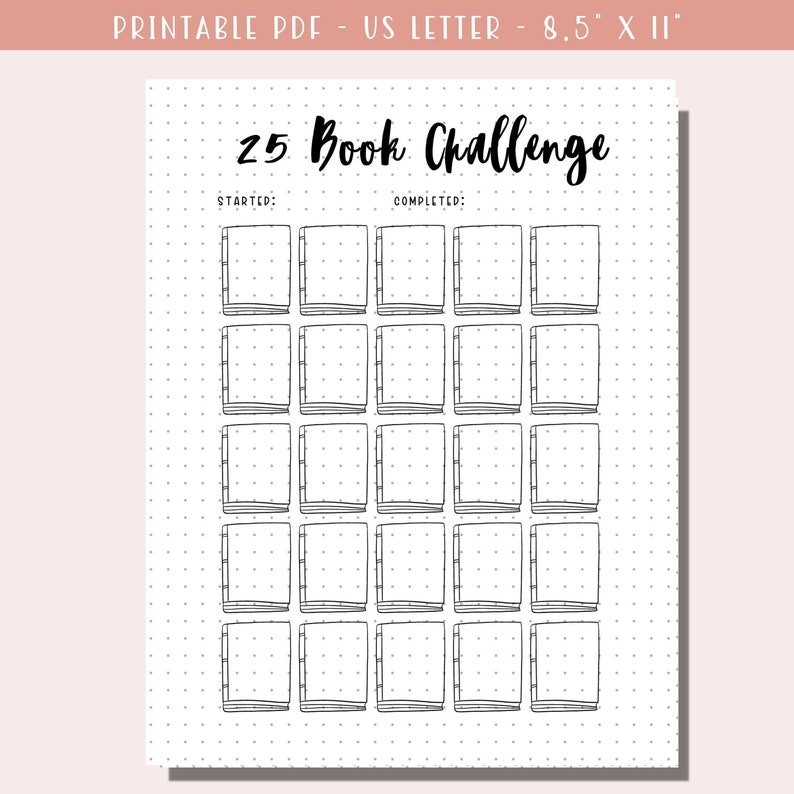 25 Book Challenge Printable / Reading Challenge Tracker / Book Tracker ...