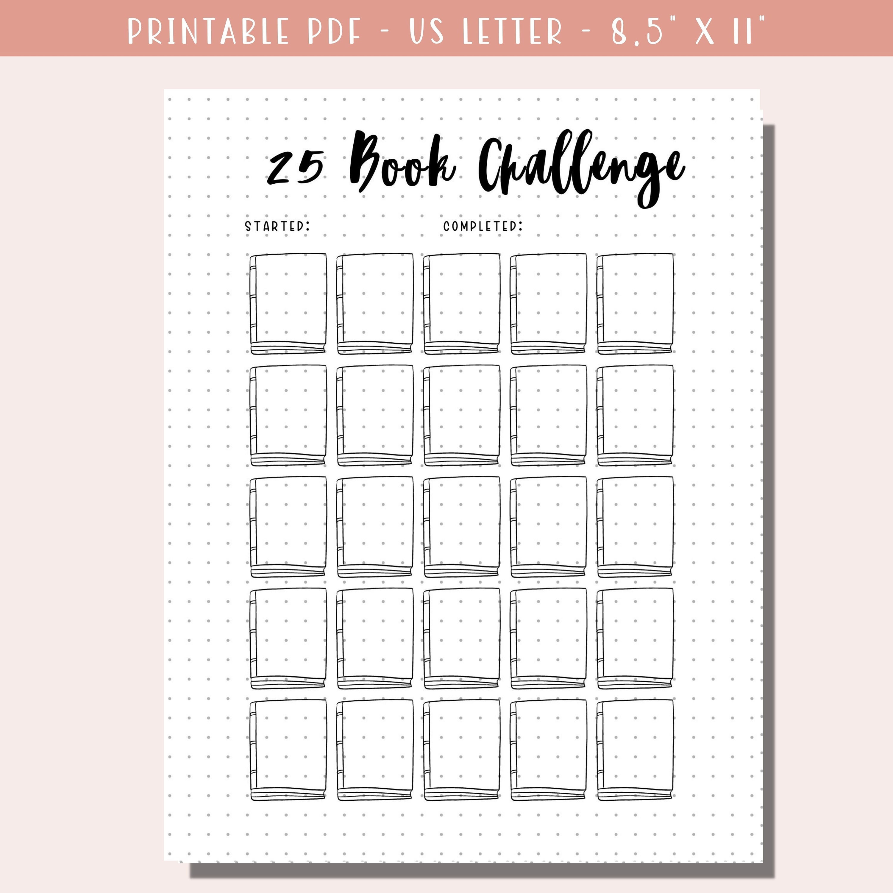 25 Book Challenge Printable / Reading Challenge Tracker / Book Tracker ...