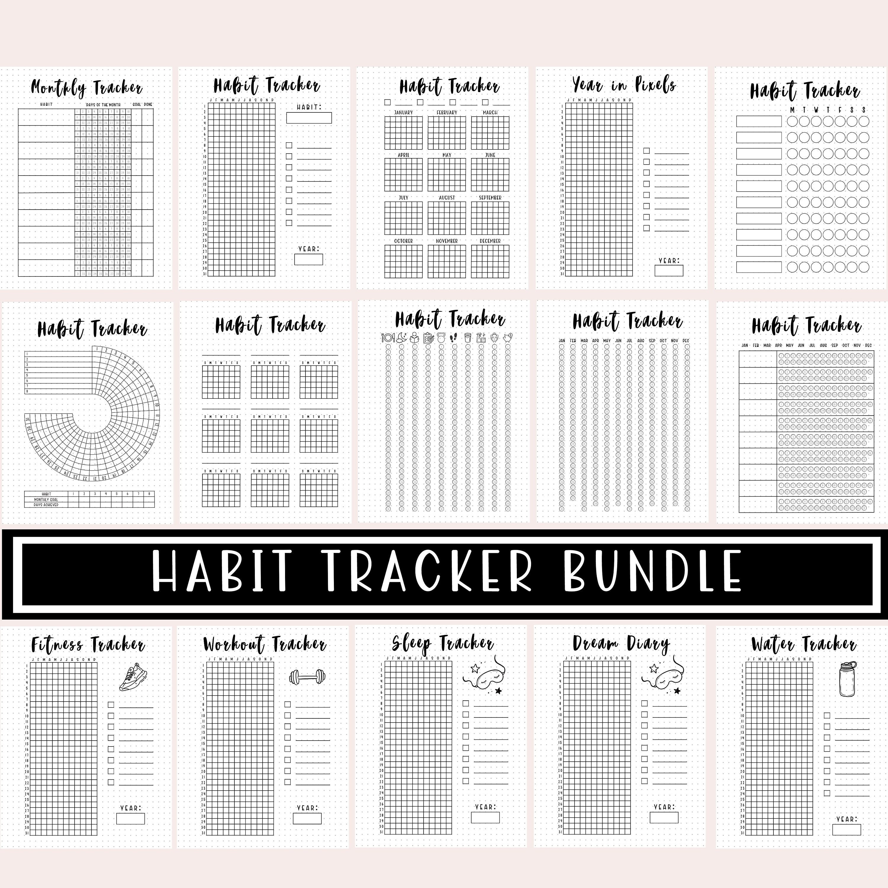 Habit Tracker Bundle Printable, Goal Trackers, Planner 2025, Bullet ...