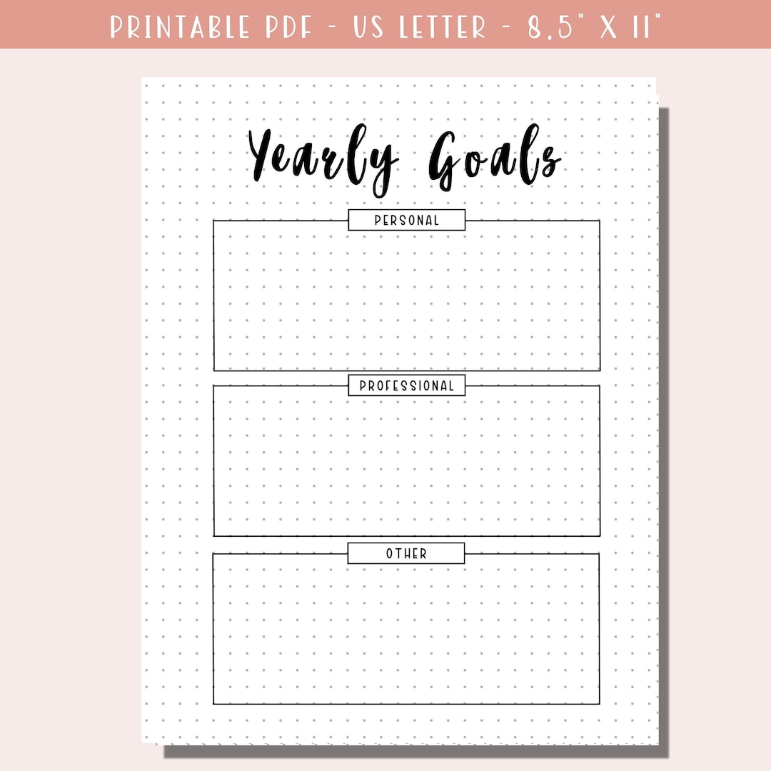 Yearly Goal Planner Printable / 2025 Goal Tracker / Planner Page PDF ...