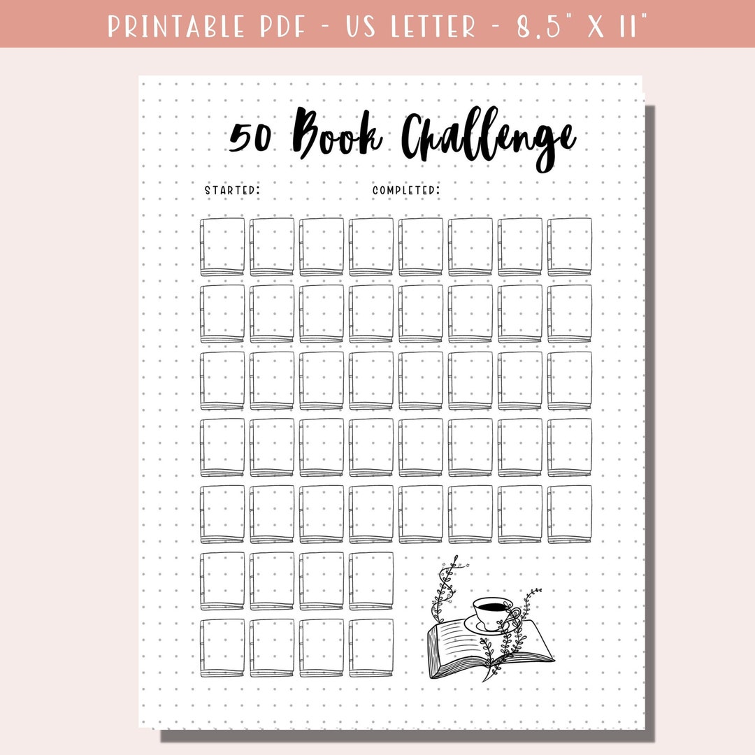 50 Book Challenge Printable Reading Challenge Tracker Book Tracker ...
