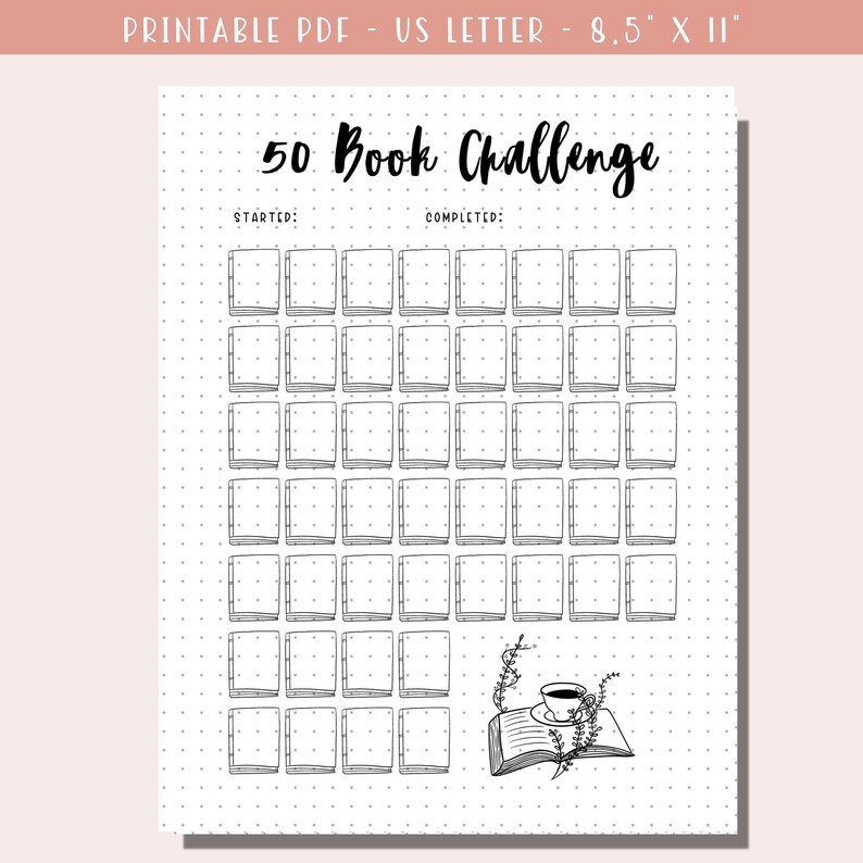 50 Book Challenge Printable Reading Challenge Tracker Book Tracker