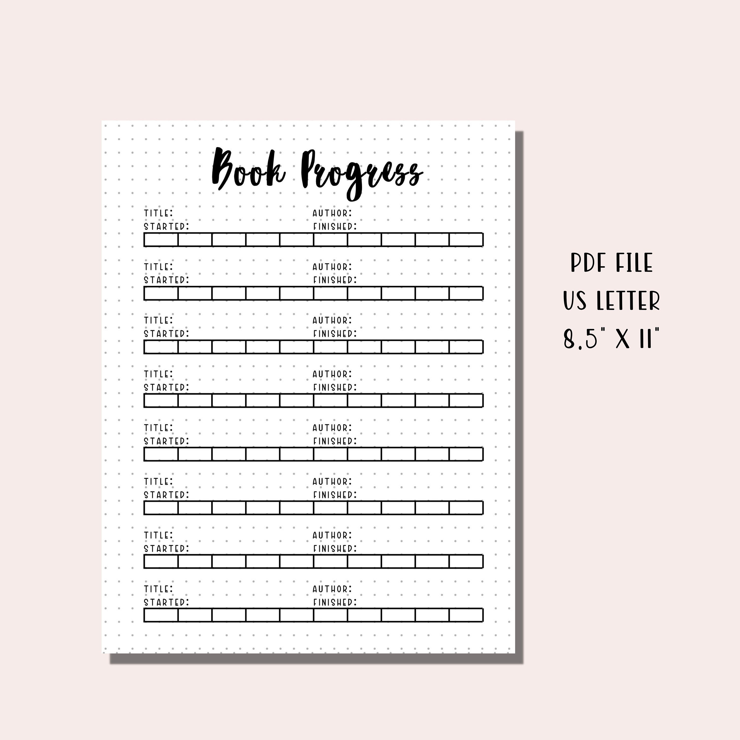 Book Progress Tracker Printable / Reading Tracker / Book Journal / Book ...