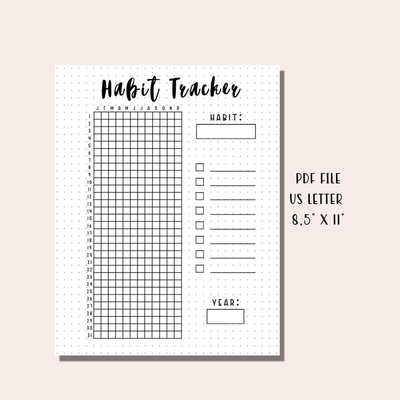Printable Habit Tracker / Bullet Journal Yearly Tracker / A Year in ...