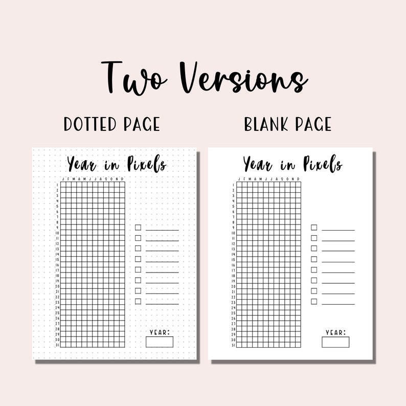 Printable Year in Pixels Tracker With Key/ Mood Tracker / Bullet ...