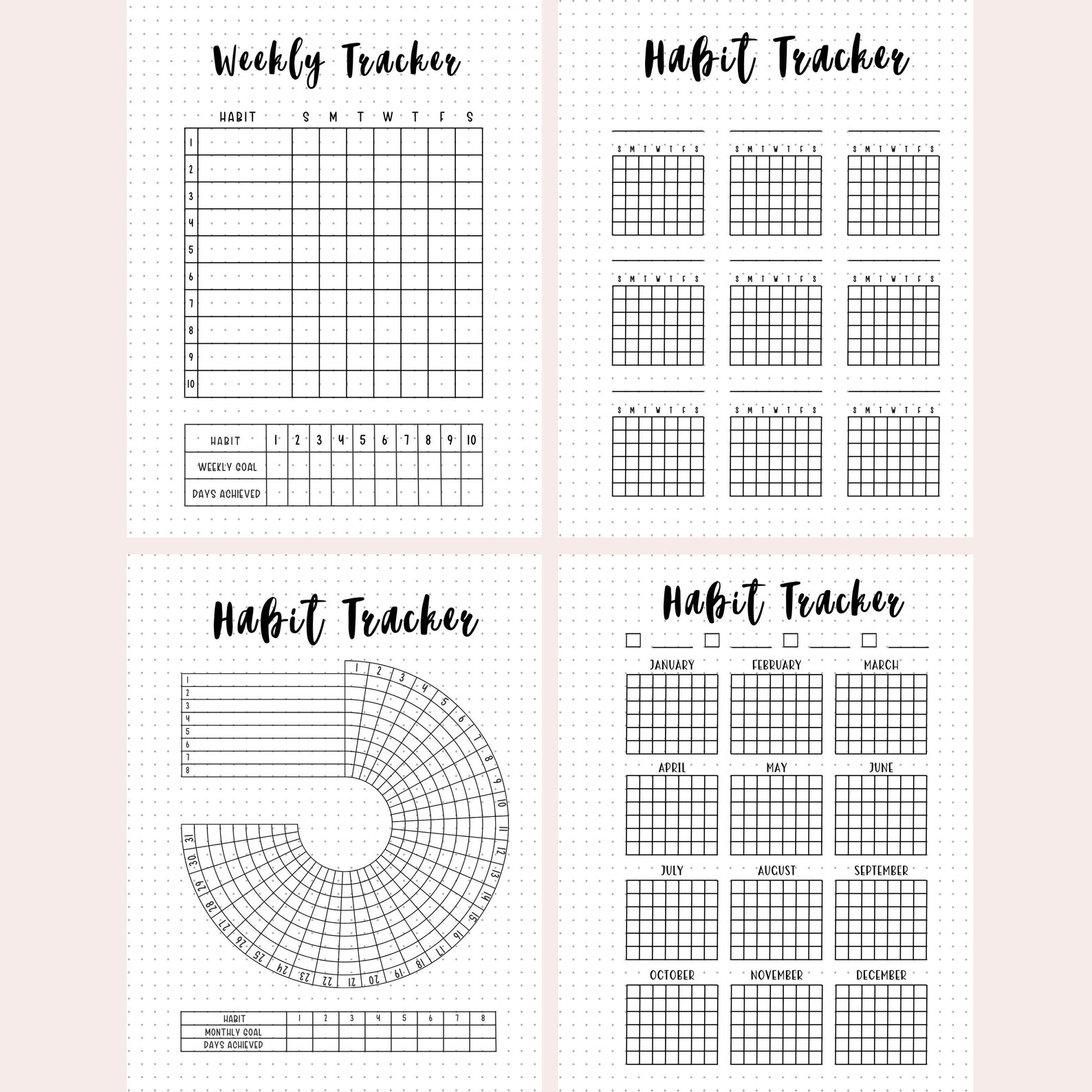 Habit Tracker Bundle Printable, Goal Trackers, Planner 2025, Bullet ...