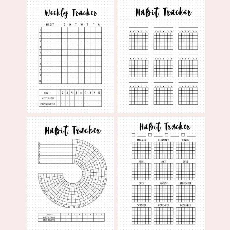 Habit Tracker Bundle Printable, Goal Trackers, Planner 2024, Bullet ...