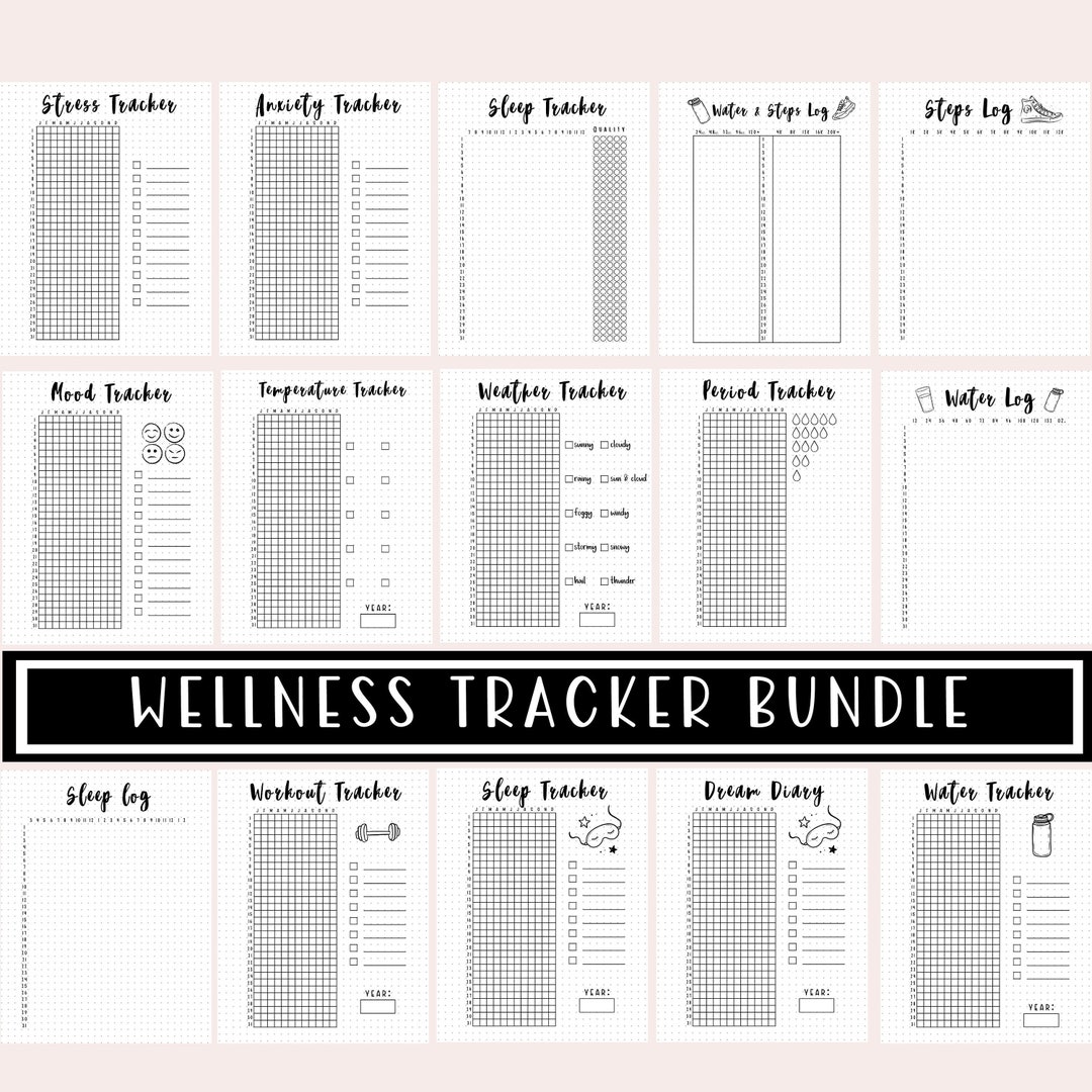 2025 Wellness Tracker Bundle Printable, Health Planner, Bullet Journal ...