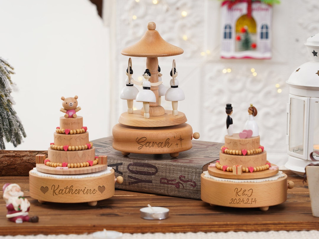 Musical Wooden Ballerina Carousel Keepsake Custom Christmas - Etsy