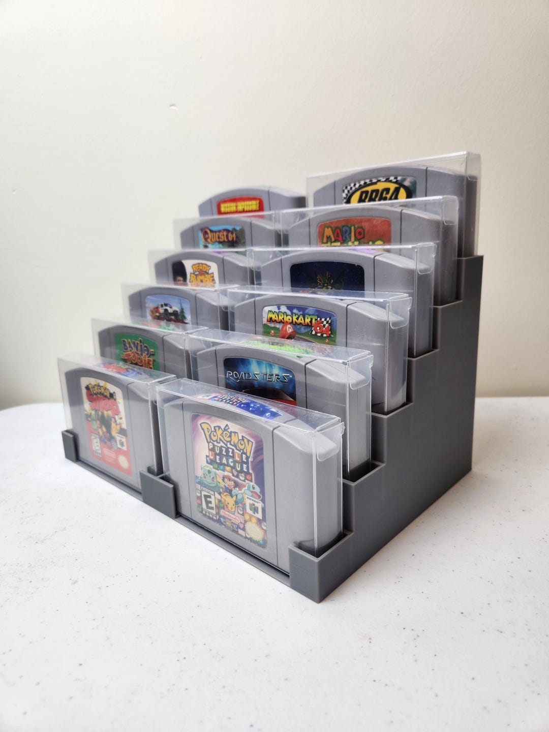 Nintendo 64, N64 12 Cartridge in Plastic Sleeve Display Stand, 3D ...