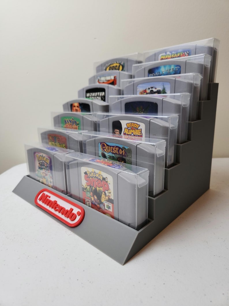 Nintendo 64, N64 14 Cartridge in Plastic Sleeve Display Stand, 3D ...