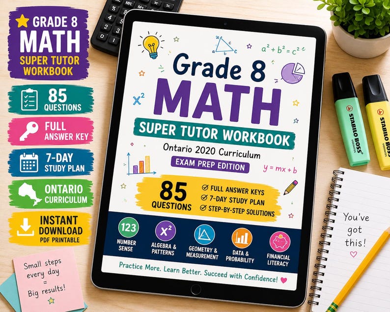 Grade 8 Ontario Math Workbook (digital Download) - Etsy UK