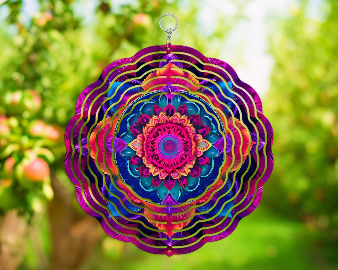Mandala Wind Spinner PNG, Colorful Wind Spinner Sublimation Design ...