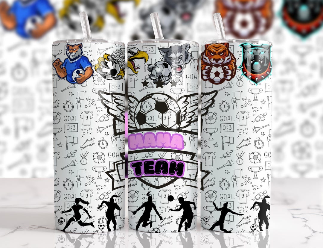 Tumbler Warp Football White Background With Various Cute Team Logos ...