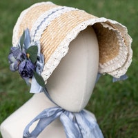 Victorian Bonnet, Pink Beige Green, With Flowers and Ribbons, Prairie ...