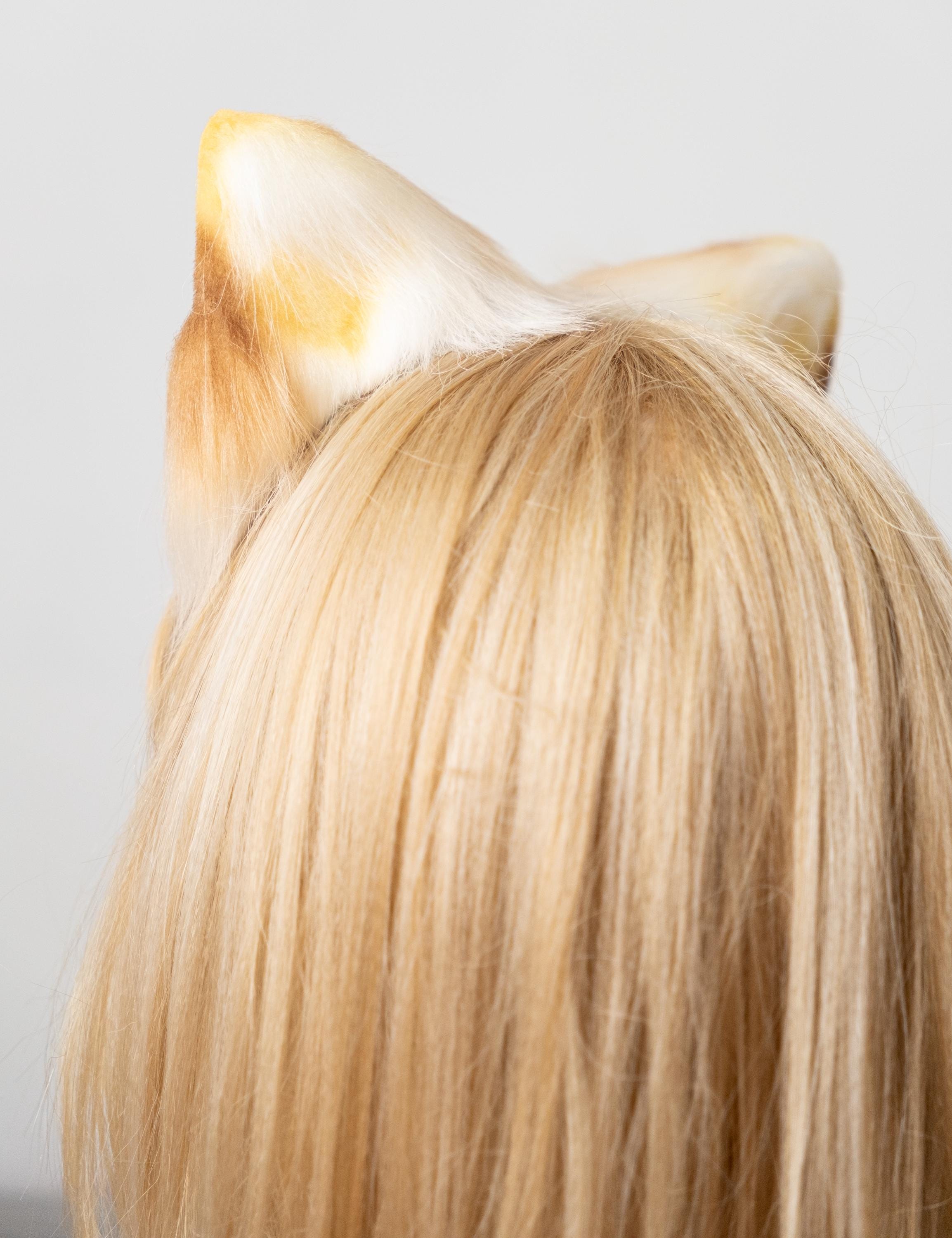 Calico Cat Ears, Yellow and White Cat Ears, Furry Cosplay, Lifelike ...