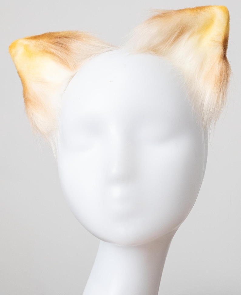 Calico Cat Ears, Yellow and White Cat Ears, Furry Cosplay, Lifelike ...