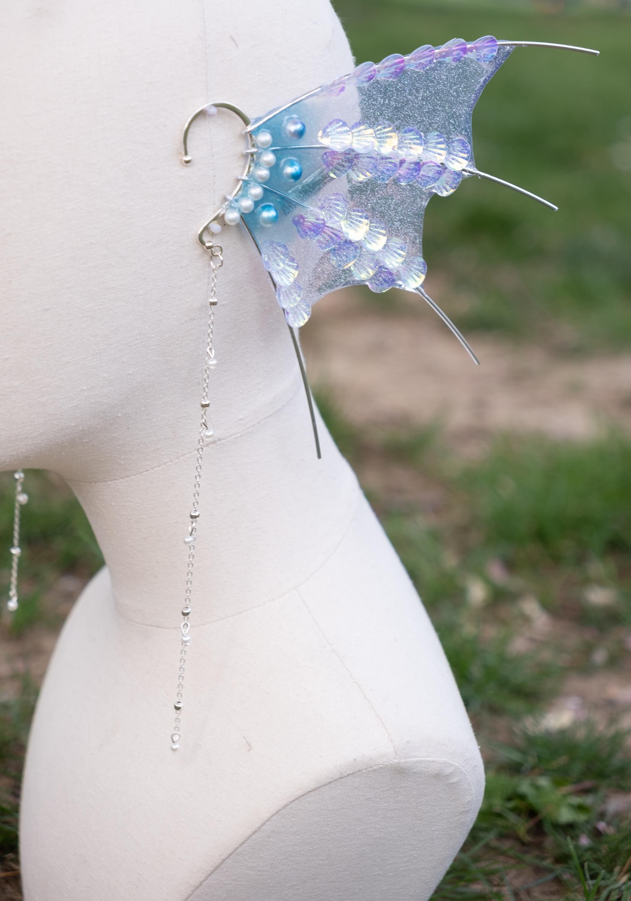 Mermaid Ears, Ice Blue, Resin, Fish Fin Ears, Siren Ears, Merfolk Ears ...