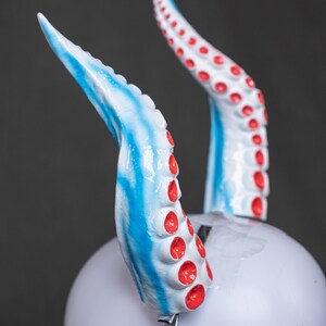 Tentacle Horns, Red and Blue, 6 In, Painted and Finished, LARP Octopus ...