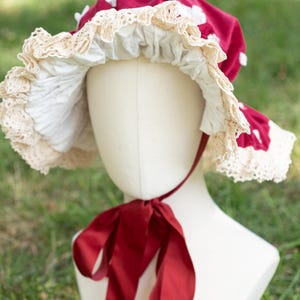 Red Button Mushroom Hat With White Dots, Decorated With Cotton Laces ...