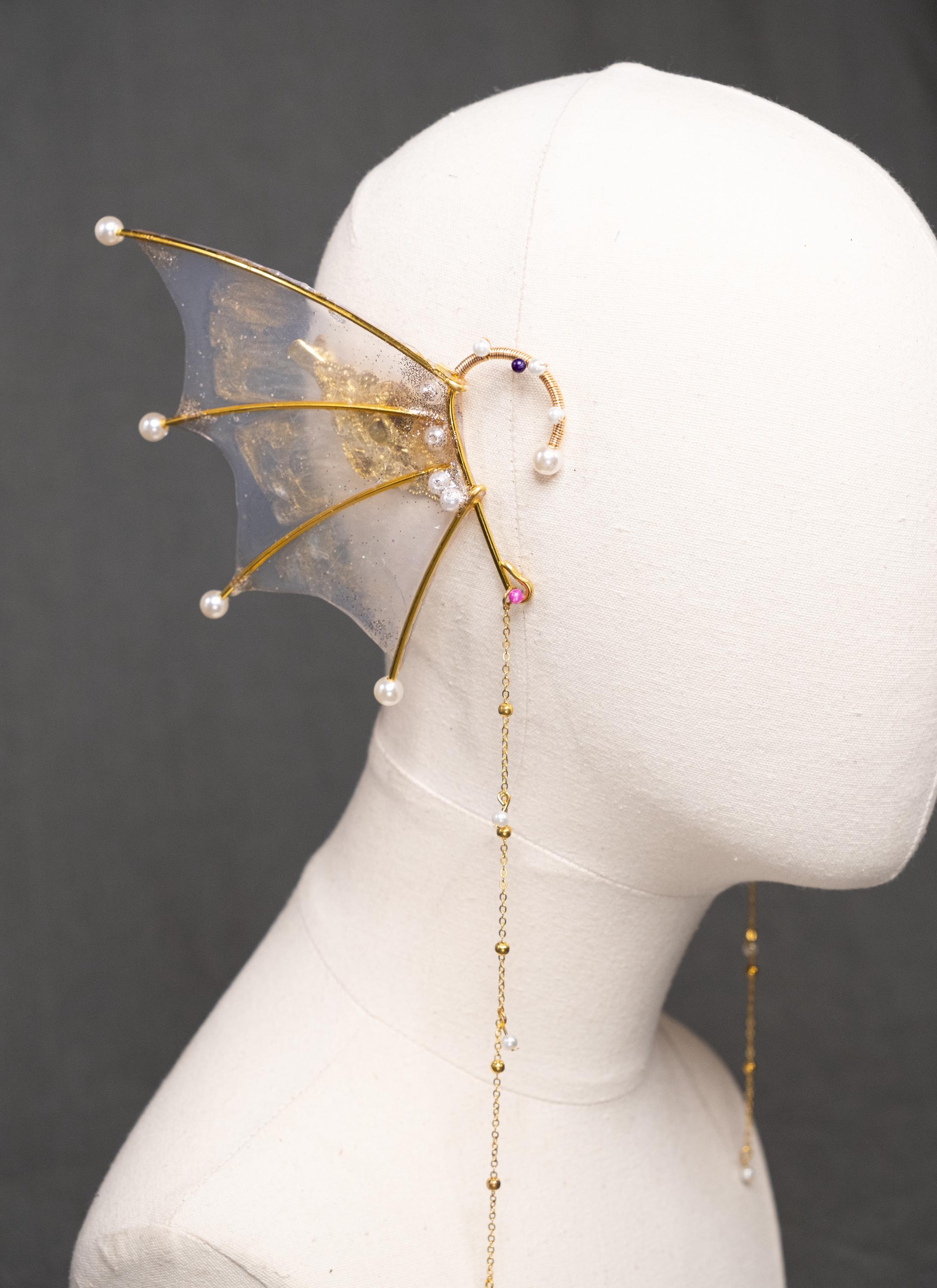 Mermaid Ears, Gold and Beige, Resin, Fish Fin Ears, Siren Ears, Merfolk ...