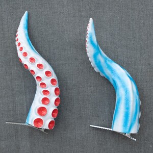Tentacle Horns, Red and Blue, 6 In, Painted and Finished, LARP Octopus ...