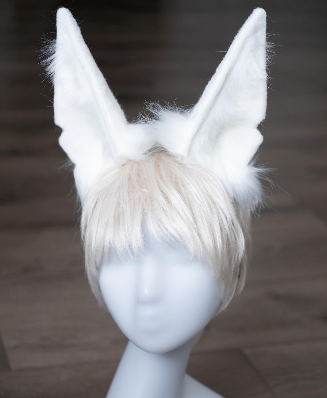 White Anubis Ears, Cosplay Werewolf Headwear, Furry Ear, White Fox Ears, Long White Doberman ...
