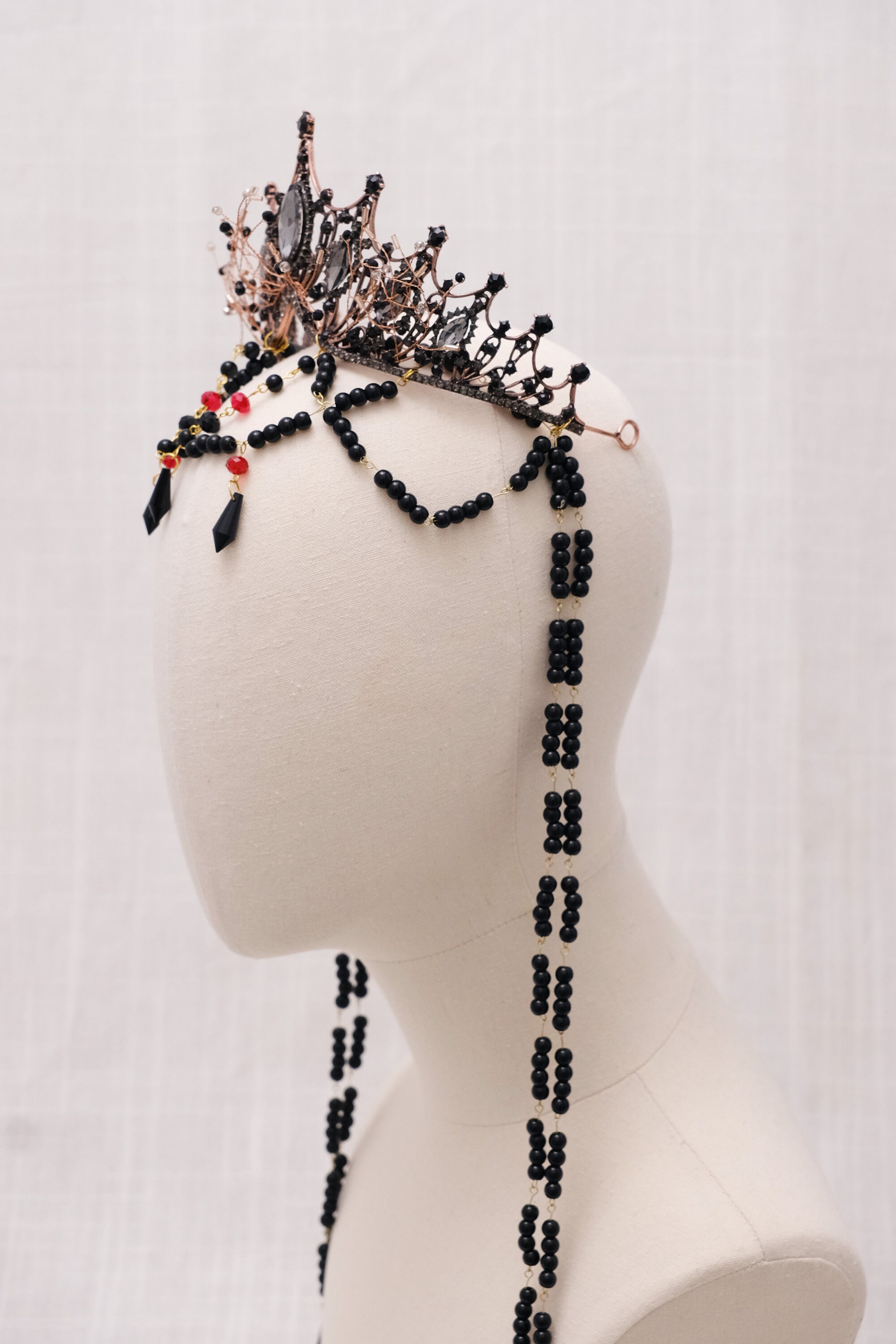 Gothic Lolita Tiara Veil Black Red Vampire Headdress Wedding Lolita ...