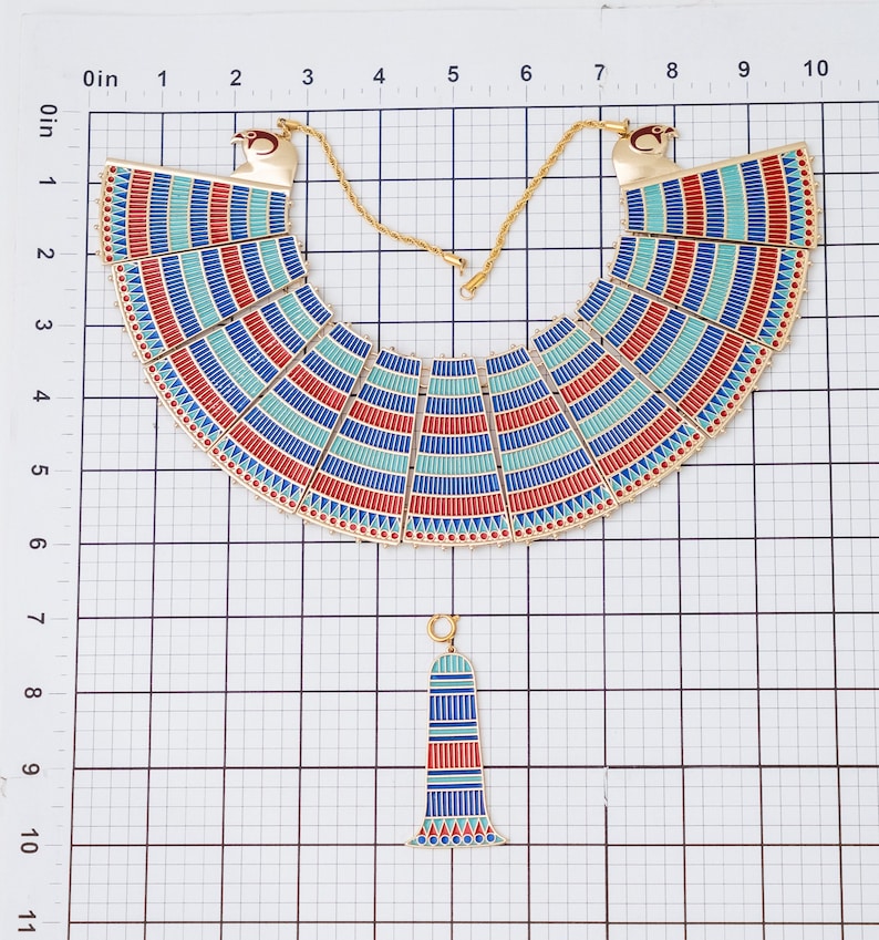 Replica Ancient Egyptian Necklace Usekh Collar of Tutankhamun 14k Gold ...