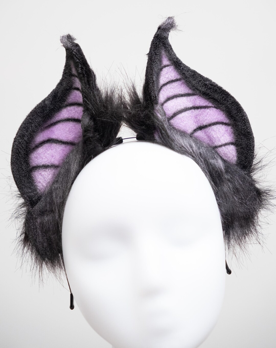 Purple Bat Ears, Black Purple Furry Bat Ears, Demon Bat Ears, Headband ...