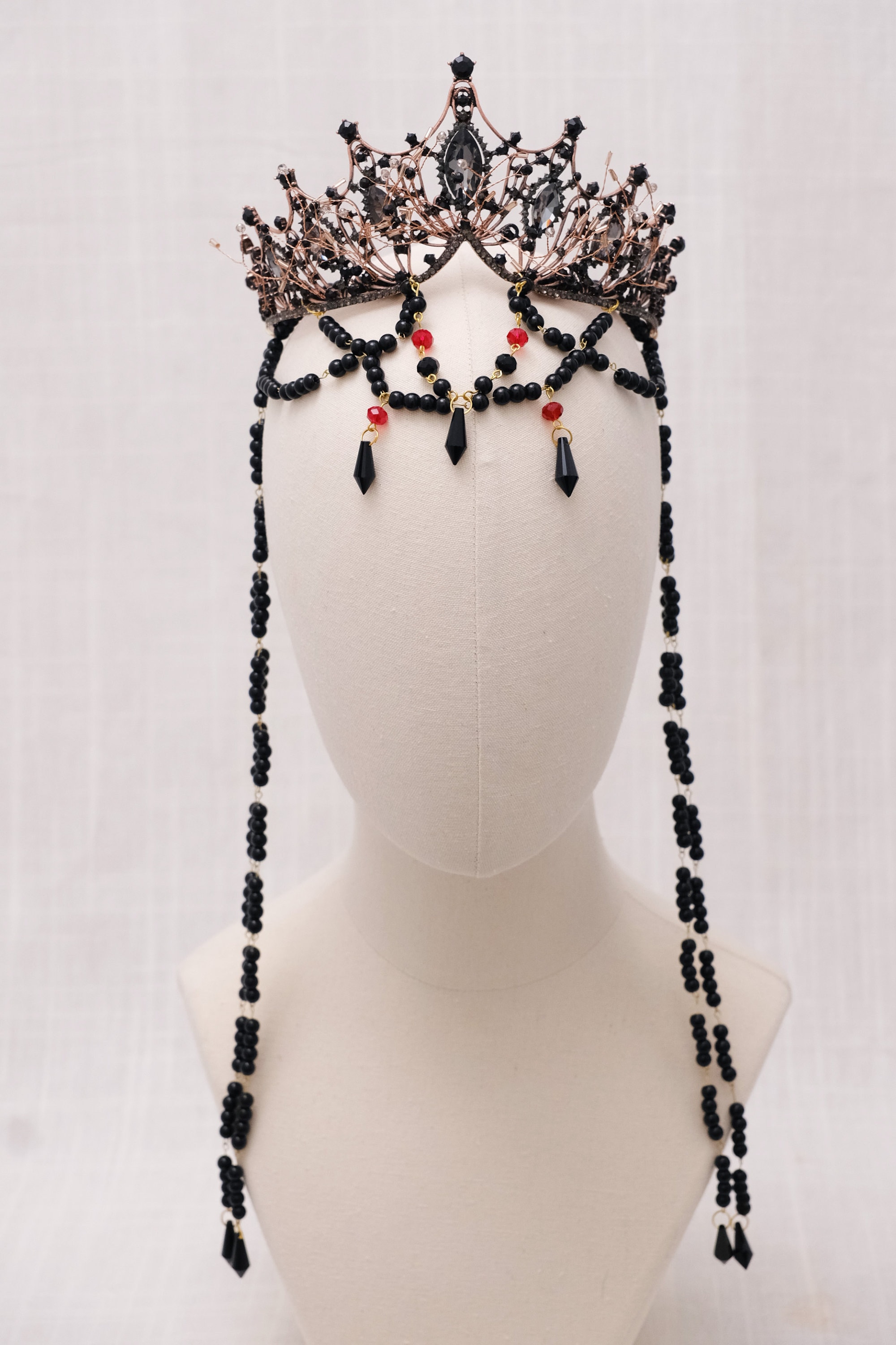 Gothic Lolita Tiara Veil Black Red Vampire Headdress Wedding Lolita ...