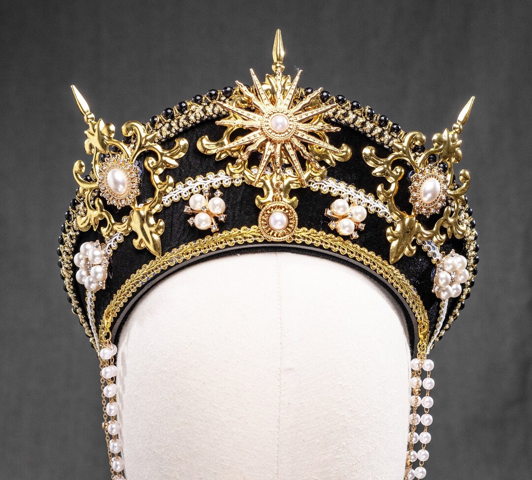 Tudor Crown, Gold White or Black, Baroque Imperial Religious Queen ...