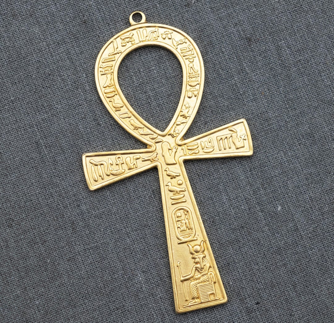 Brass Ankh With Hand-carved With Ancient Egyptian Patterns, Energy ...