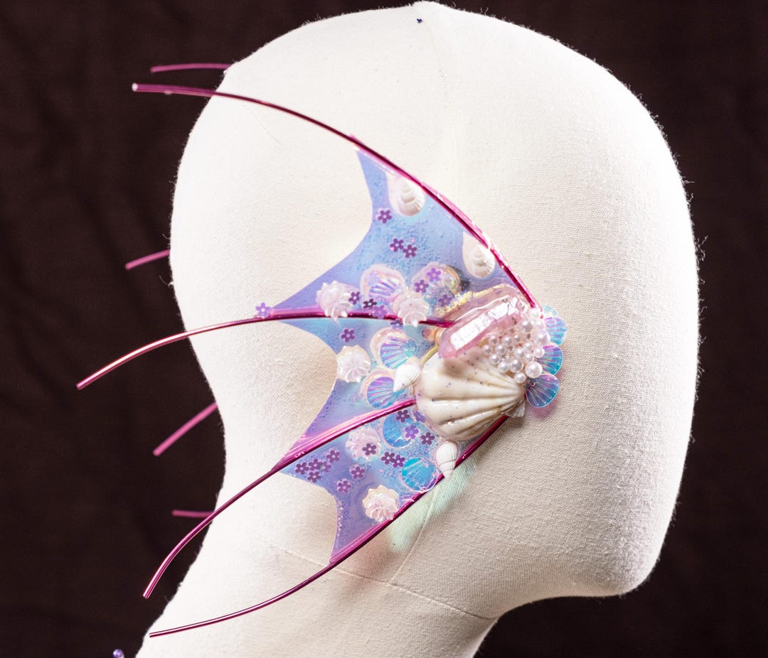 Mermaid Ears, Pink and Blue, Resin, Fish Fin Ears, Siren Ears, Merfolk ...