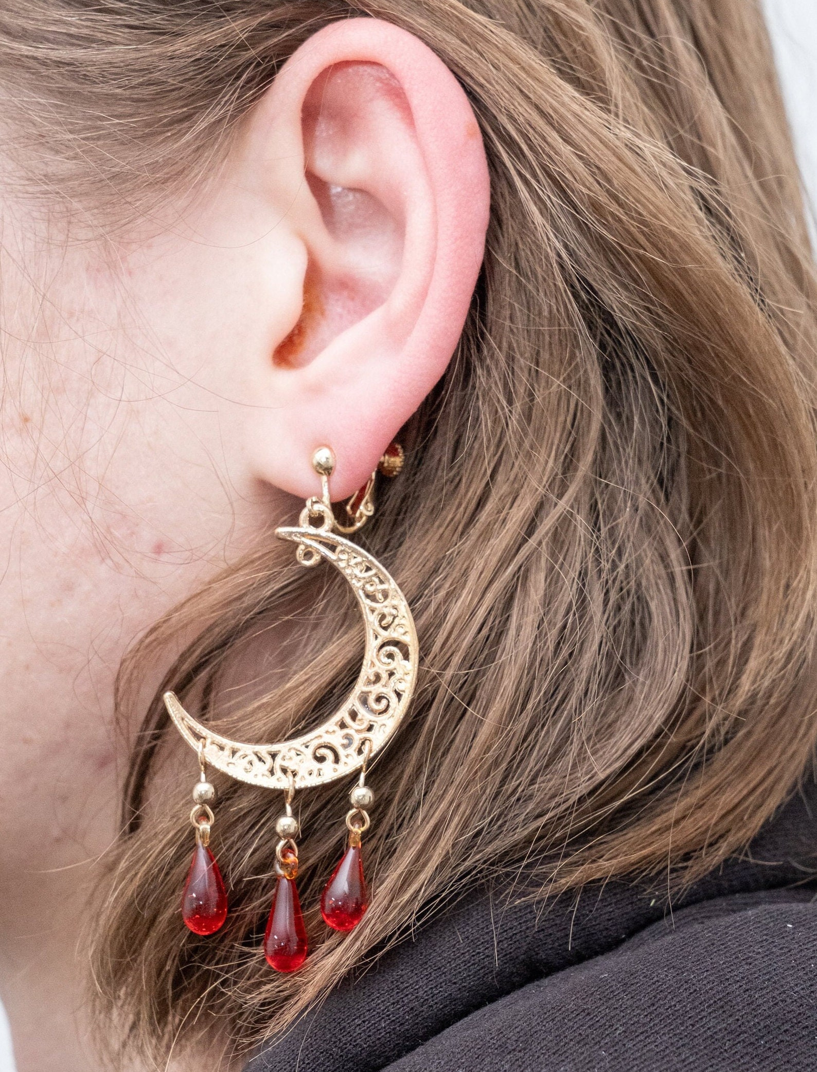 Xxxholic Ichihara Yuko Inspired Ear Clip Cosplay Gold Red Brass Purple ...