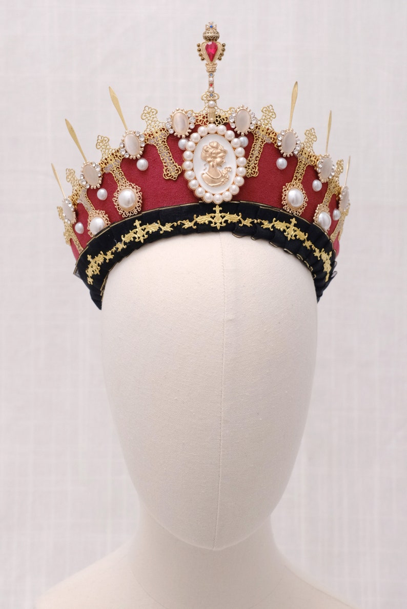 Lolita Tudor Crown Red Gold Rococo Tiara Imperial Religious Queen ...