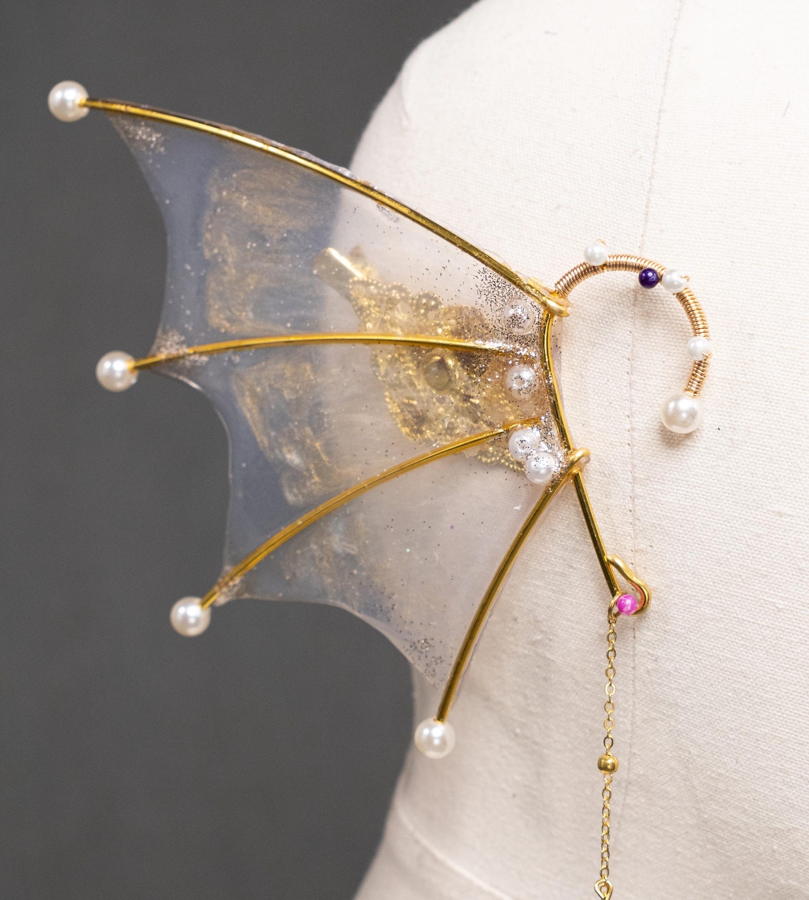 Mermaid Ears, Gold and Beige, Resin, Fish Fin Ears, Siren Ears, Merfolk ...